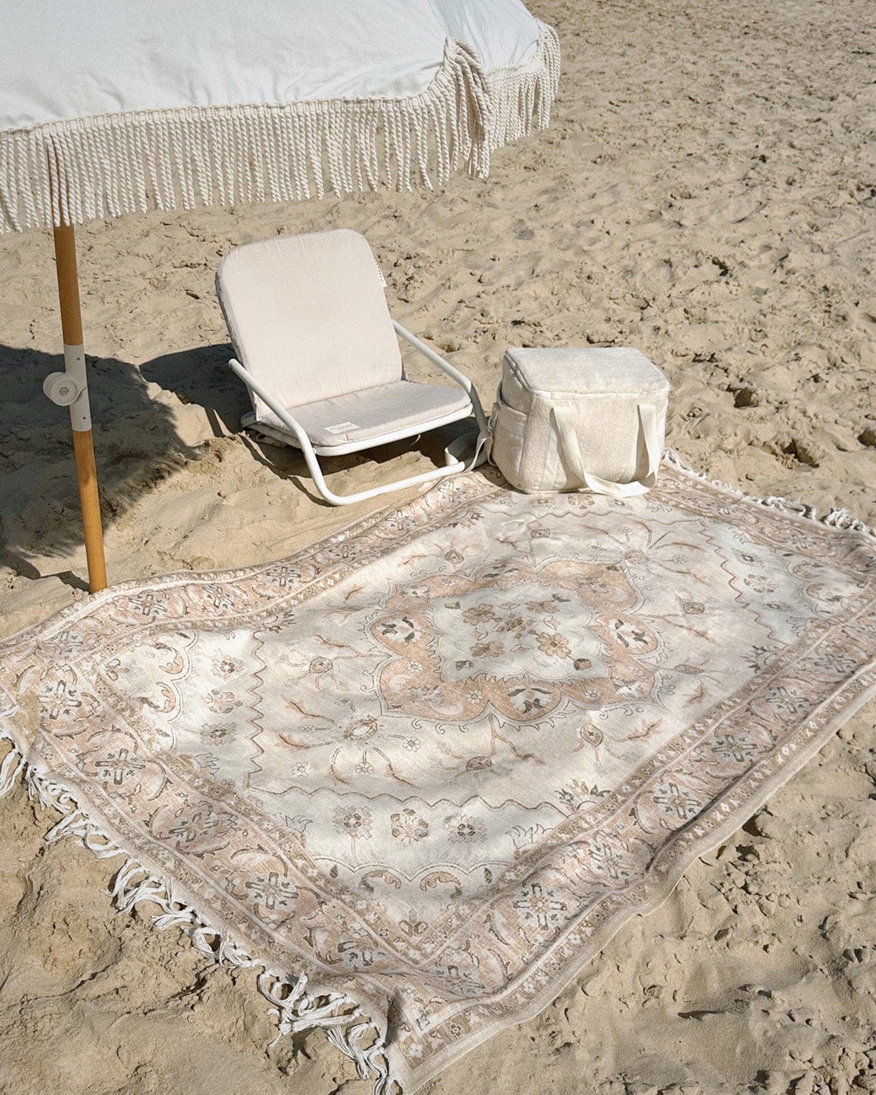 Anita Neutral Cream Boho Picnic Rug